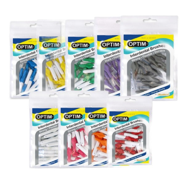 Optim Interdental Brushes Pack 25's Sizes: 00-7 (0.35-1.3mm)